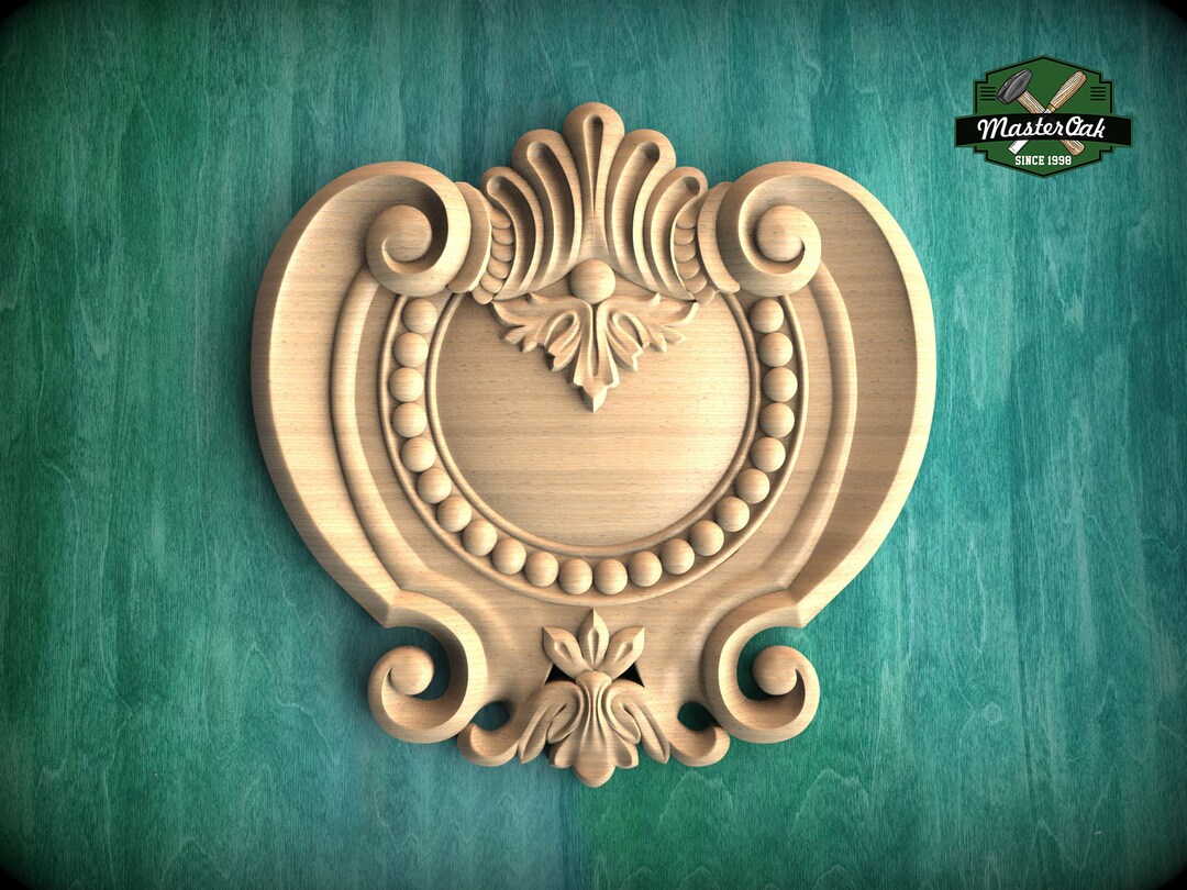 Baroque Splendor: Acanthus & Beadwork Wooden Carved Onlay, Unpainted ...