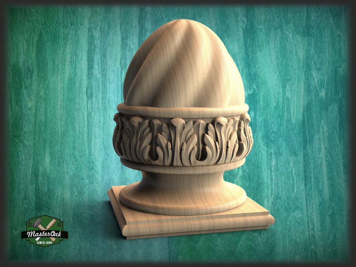 Carved Post Finials With Square Base Staircase Newel Post - Etsy
