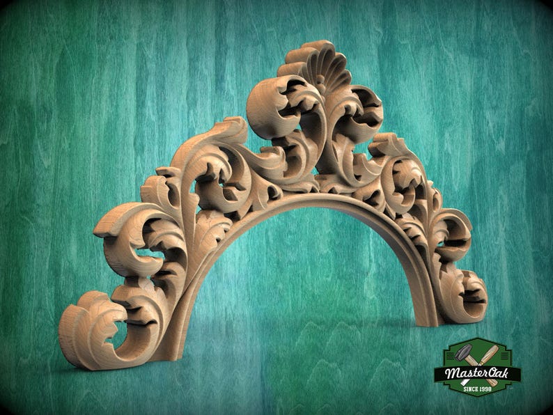 Baroque-style Carved Arch Trim - Luxurious Door Onlay With Foliage, 1pc ...