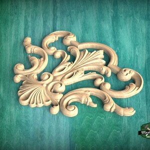 Baroque Inspired Wooden Scrollwork Applique for Classic Interiors, 1 Pc ...