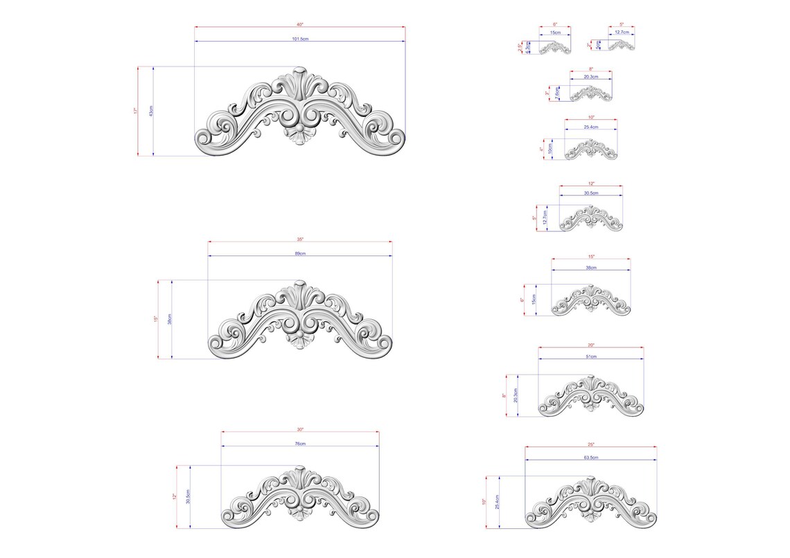 Decorative Scroll Crest – Symmetrical Wall Accent - Etsy