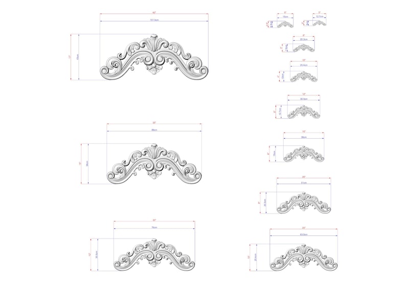 Decorative Scroll Crest – Symmetrical Wall Accent - Etsy