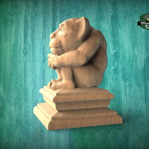 Gothic Imp Wooden Statue, Gargoyle Finial Bed Post, Gargoyle Statue of ...