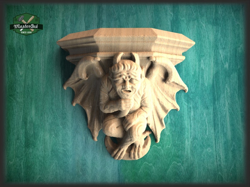 Devil Gargoyle of Wood Carved Gothic Corbel Gargoyle - Etsy