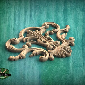 Baroque Inspired Wooden Scrollwork Applique for Classic Interiors, 1 Pc ...