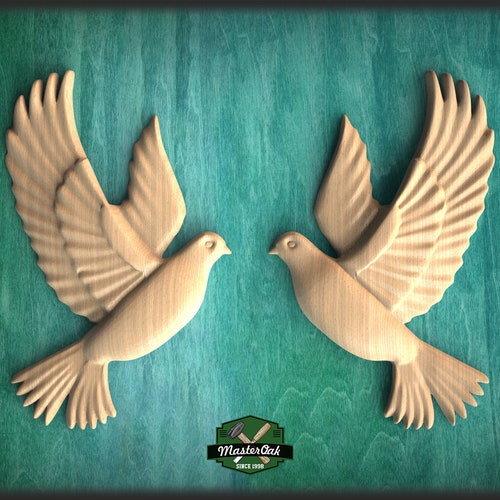 Two Doves Wooden Wall Decor Unfinished Carved Bird Wedding | Etsy