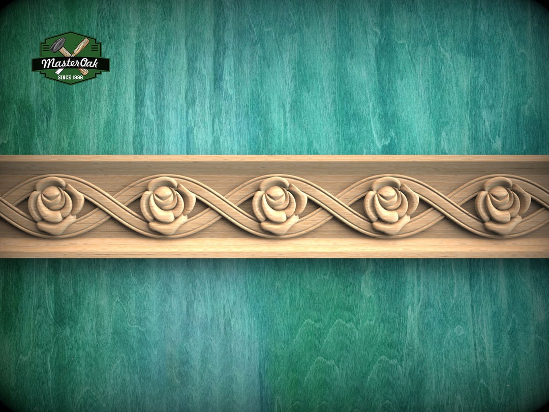 Celtic Rose Knot Wood Molding – Symbolic Heritage Accent, 40" Intricate ...