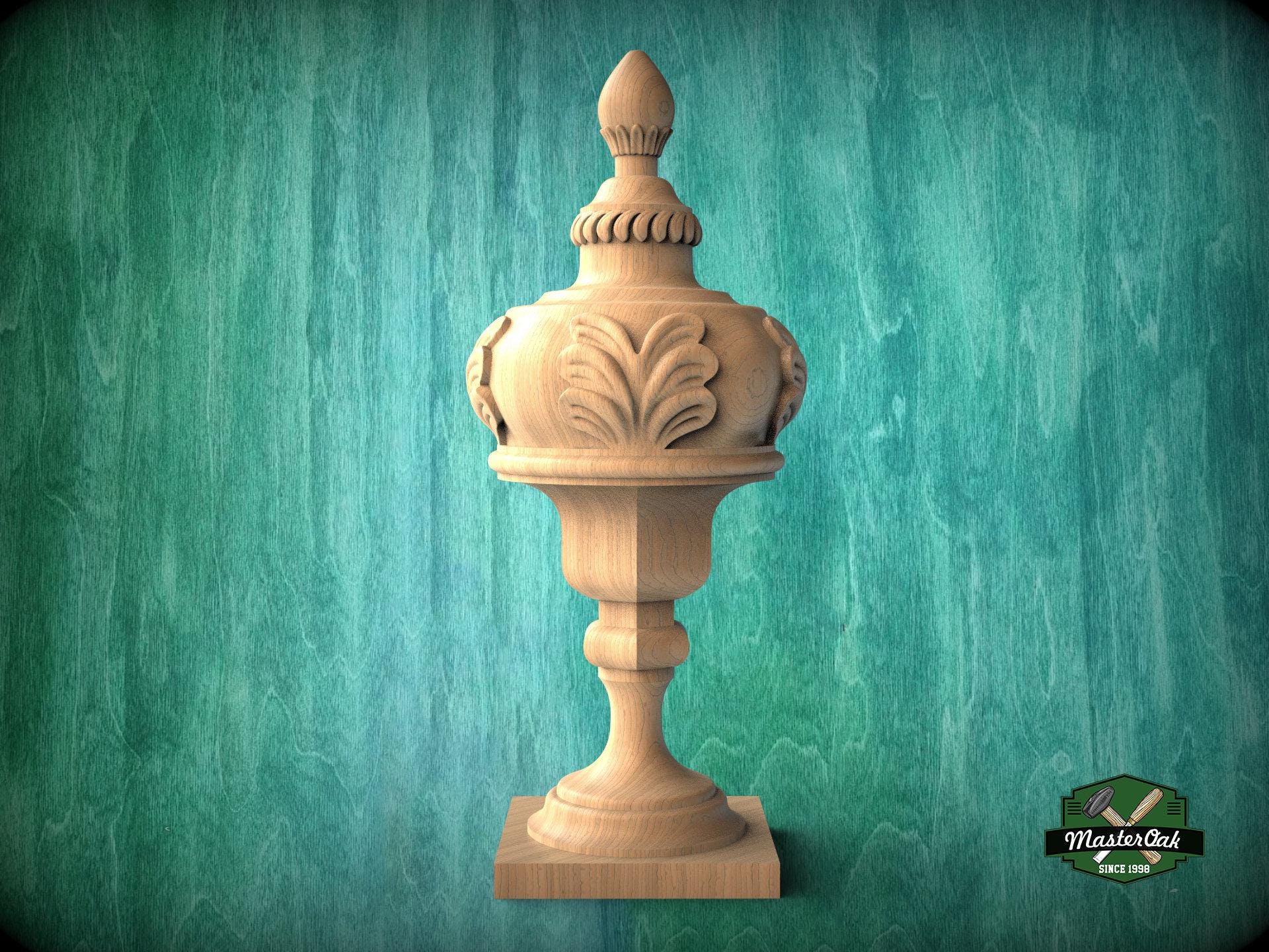 Victory Finial Made of Wood, Carved Post Finials With Square Base ...