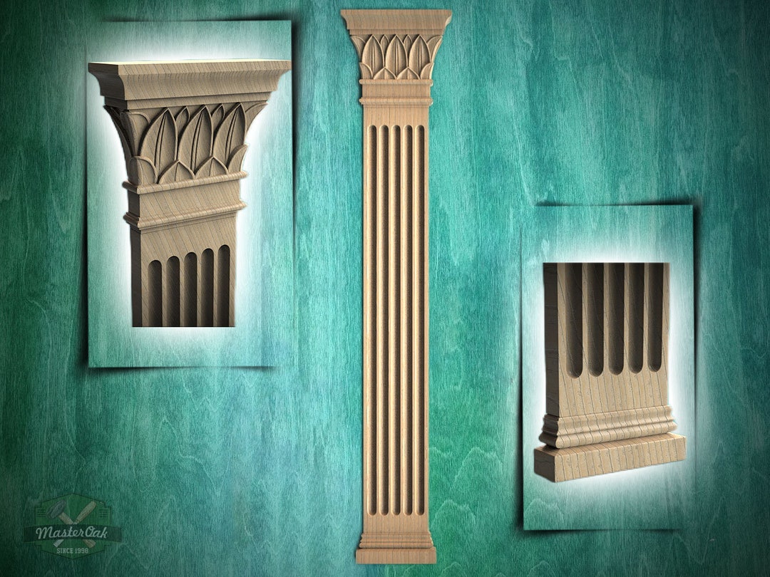 Regal Fluted Wooden Carved Pilaster (flat Back Columns), Classical Wood ...