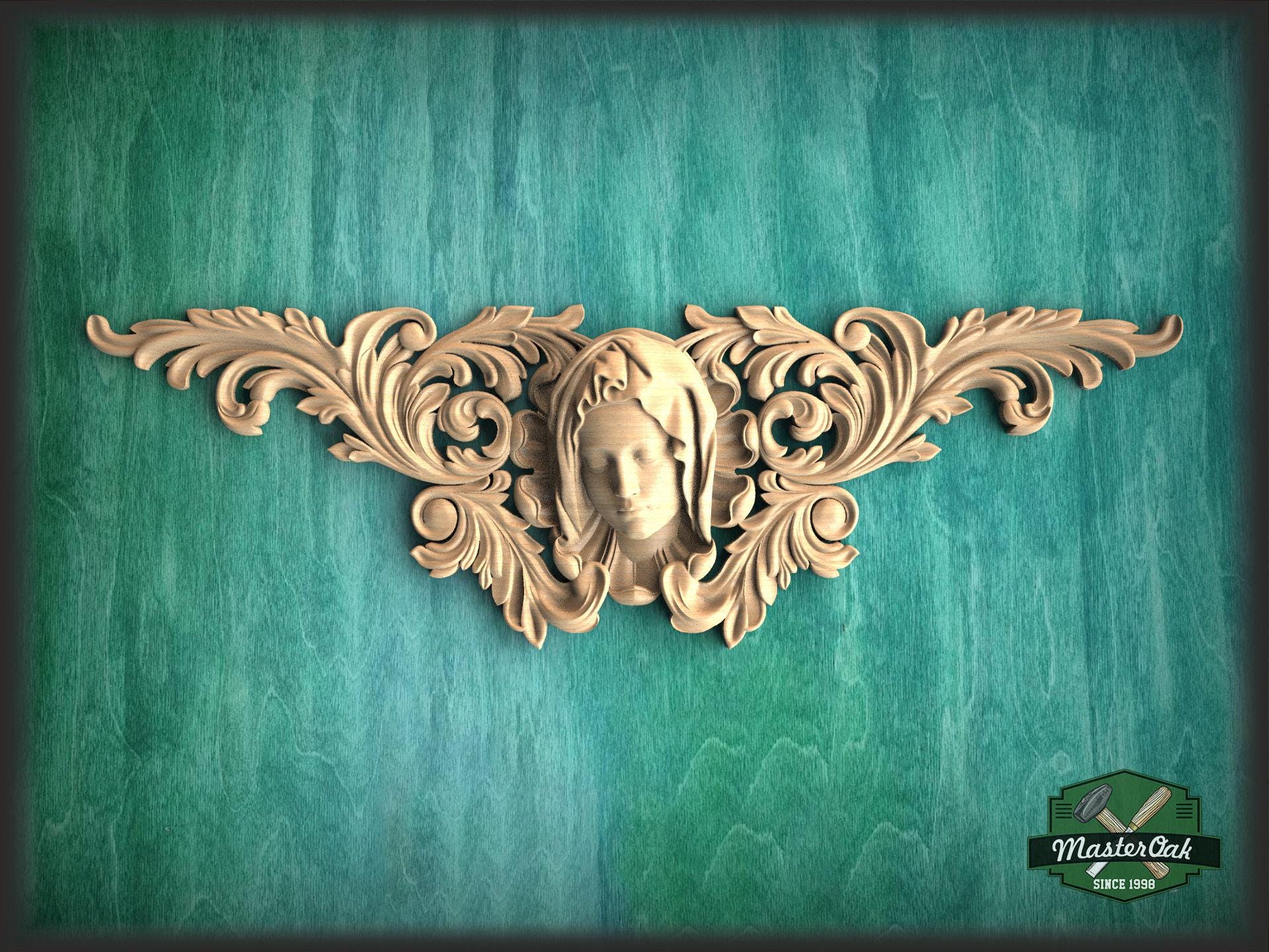 Our Lady Carved Wood Applique for Fireplace Mantel, Carved Flower ...