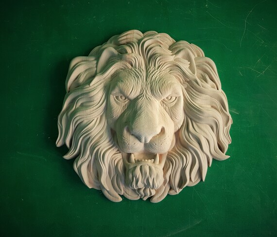 Beautiful Lion Head Carved Lion Head Unpainted 1pc | Etsy
