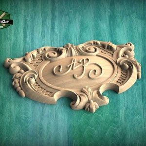 Monogrammed Elegance: Customizable Crest Wooden Onlay, Unpainted, 1pc ...