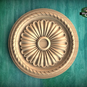 Classic Wooden Ceiling Rosette, Sunburst Carved Design, Elegant Home ...