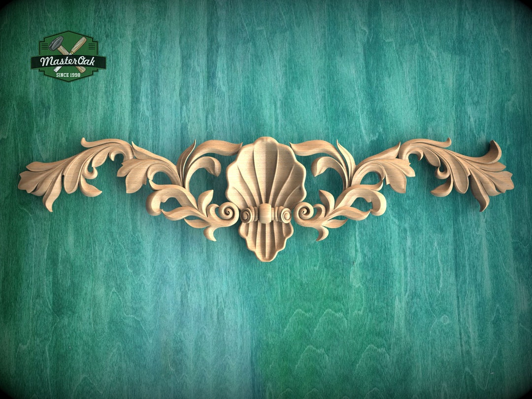 Baroque Shell Wooden Onlay – Elegant Foliage Design Accent, Ocean ...