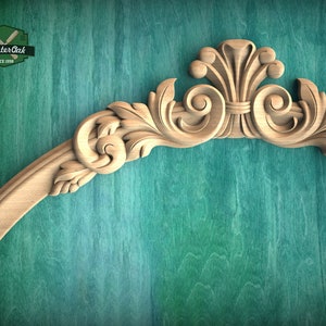 Elegant Slim-base Arch Wooden Appliqué – Carved Swirl Embellishments ...