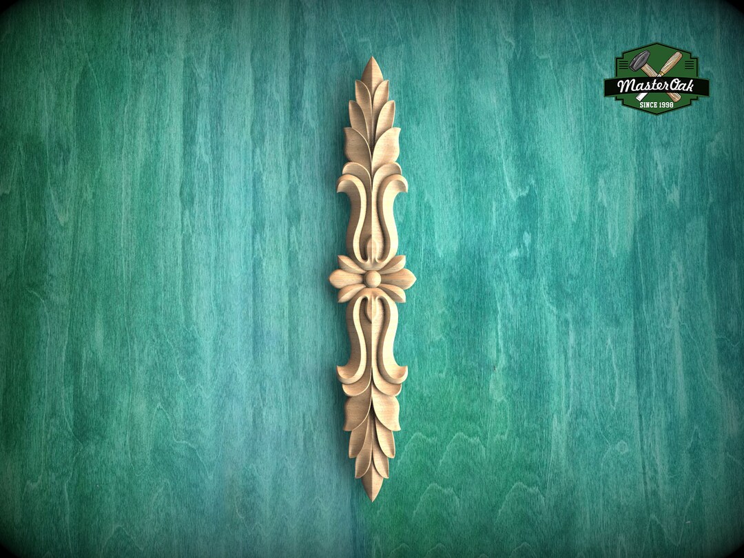 Vertical Wooden Applique With Leaf and Scroll Design, Interior Decor ...