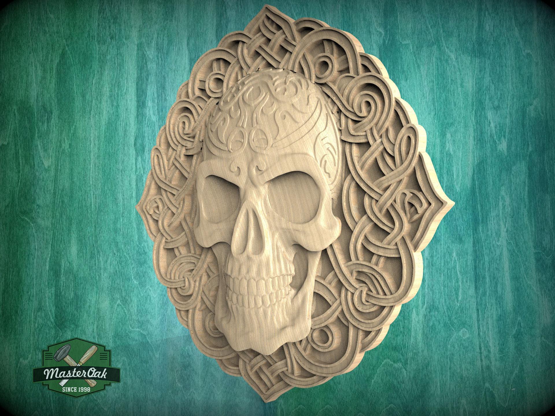 Skull Celtic Knot Wood Onlay, Norse Skull Carved Decor, 1 Pc, Unpainted ...