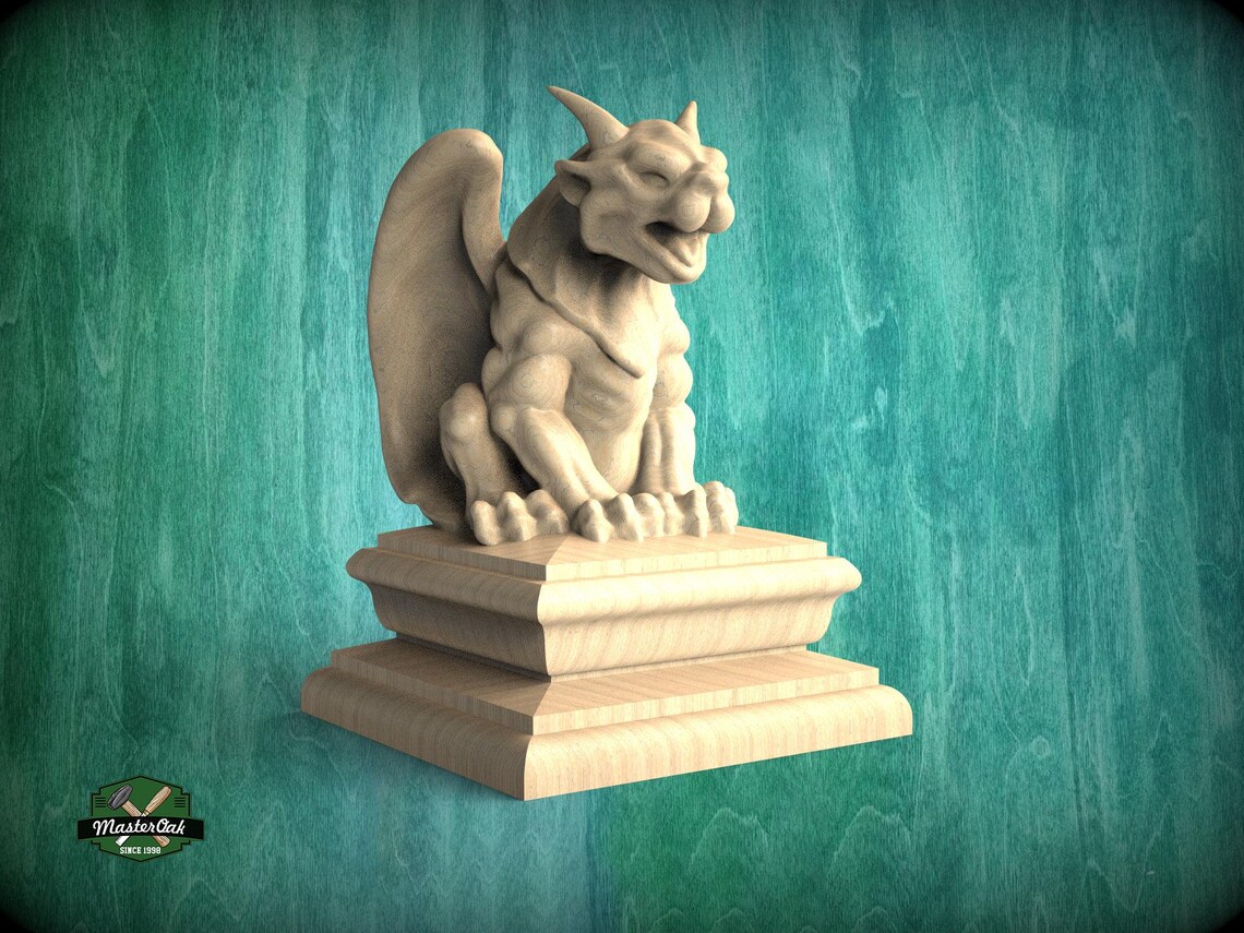 Gargoyle Wooden Statue, Small Gothic Imp, Gargoyle Finial Bed Post ...