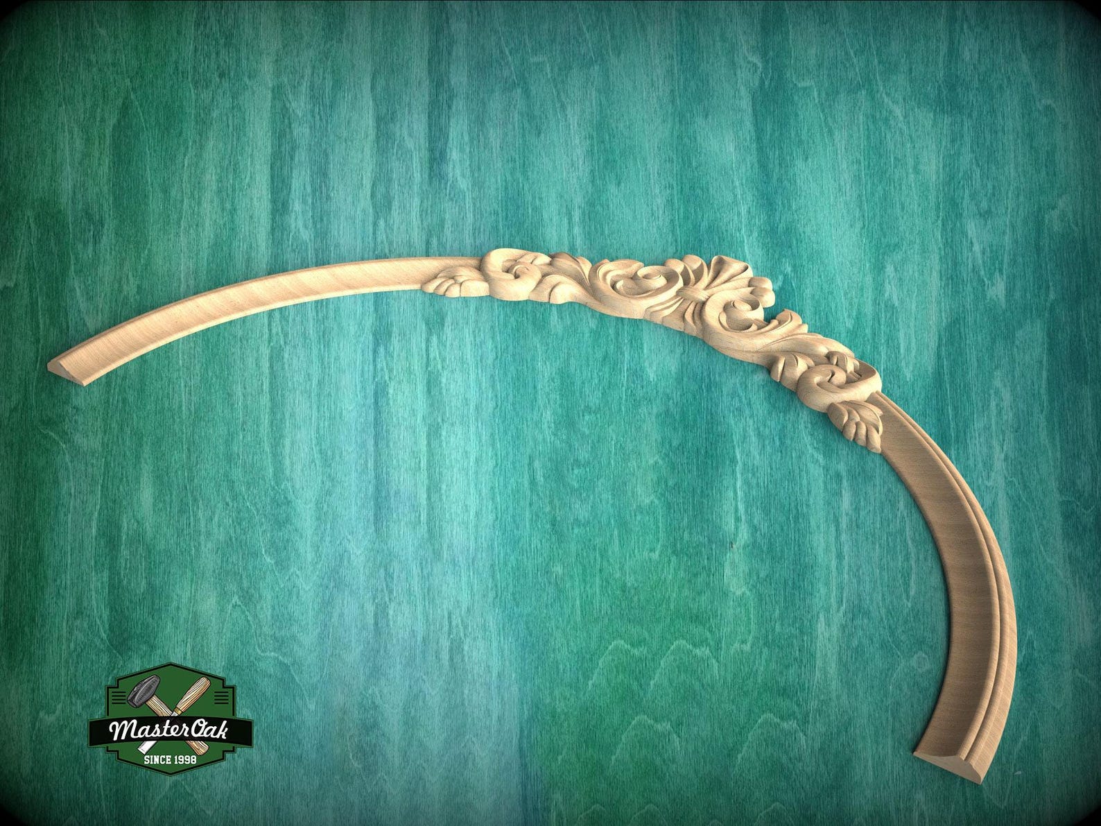Elegant Slim-base Arch Wooden Appliqué – Carved Swirl Embellishments ...