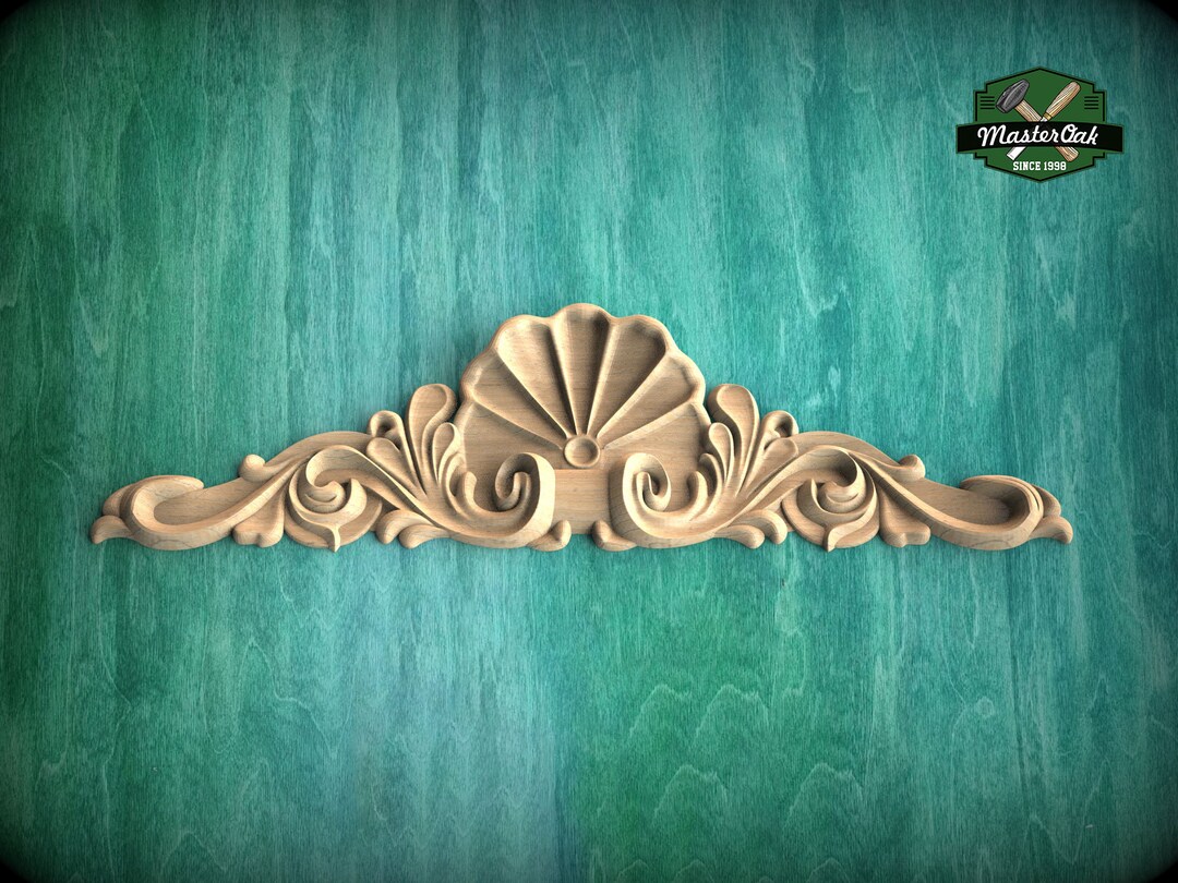 Wooden Shell Decor, Wood Carved Applique Onlay, 1pc, Home Wall ...