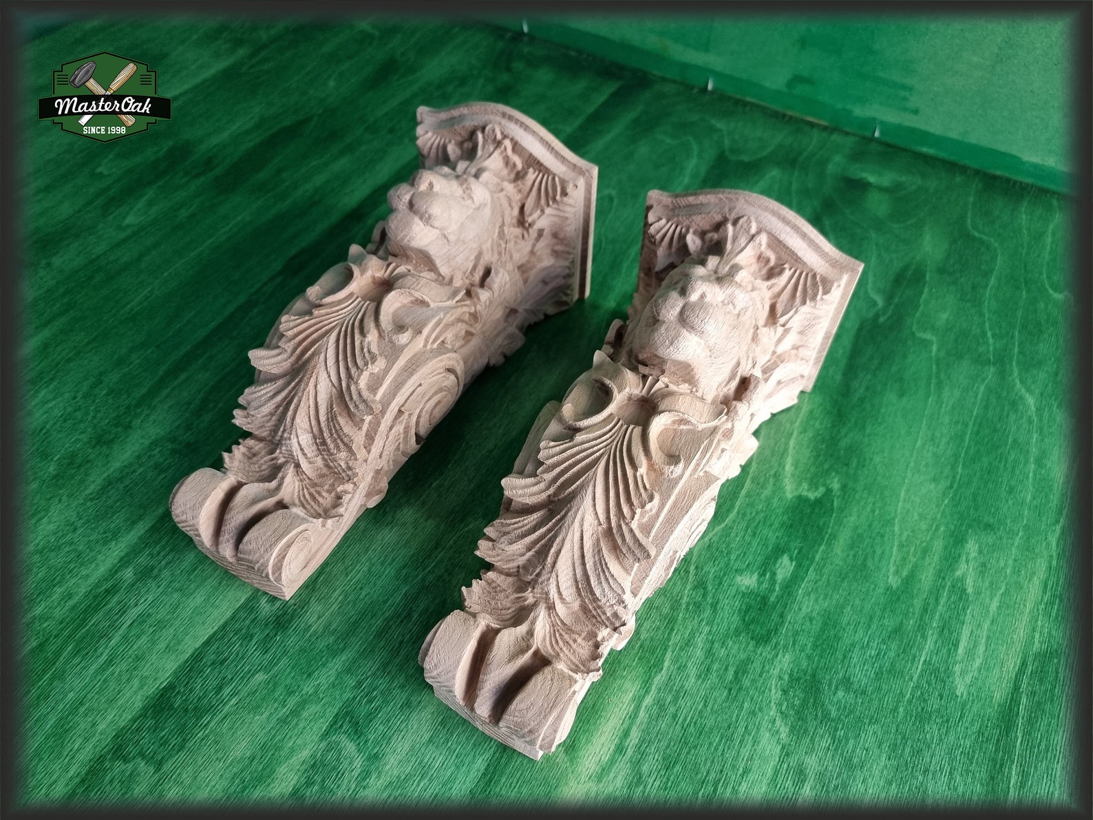 Pair of Corbels Lion, Unpainted, Decorative Carved Wooden Corbel, Home ...