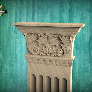 Corinthian Elegance Wooden Pilaster, Flat Back Columns, Classical Wood ...