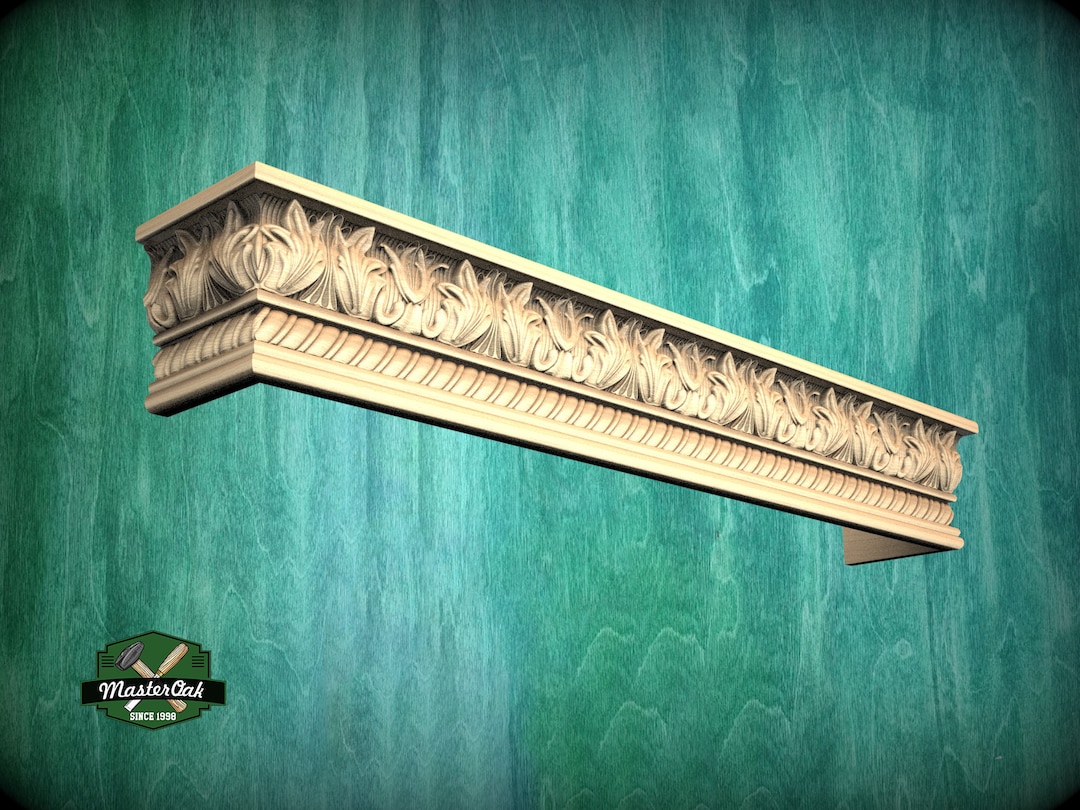 Elegant Wooden Curtain Cornice With Classic Ornamentation — Luxurious ...