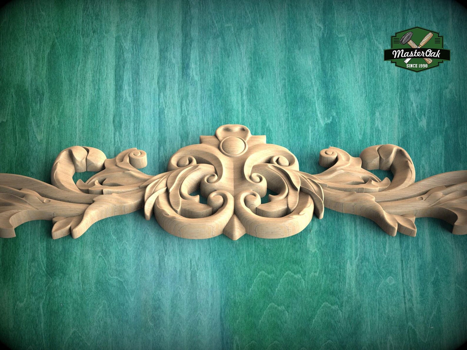 Openwork Floral Wood Applique for Interiors, Graceful Swirl Horizontal ...