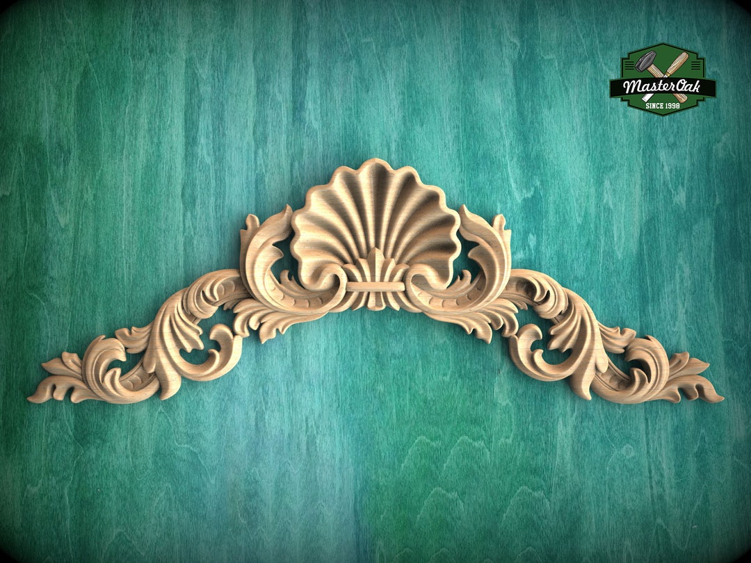 Arched Wooden Shell Decor, Millwork Wood Decorative Shell Applique ...