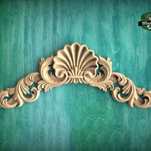 Arched Wooden Shell Decor, Millwork Wood Decorative Shell Applique ...