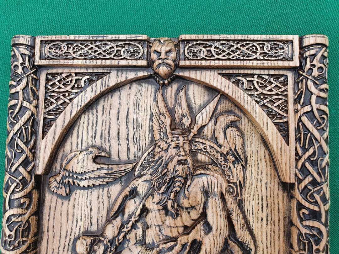 Odin Carved Wooden Sculpture , Scandinavian God, Celtic Wood Carving ...