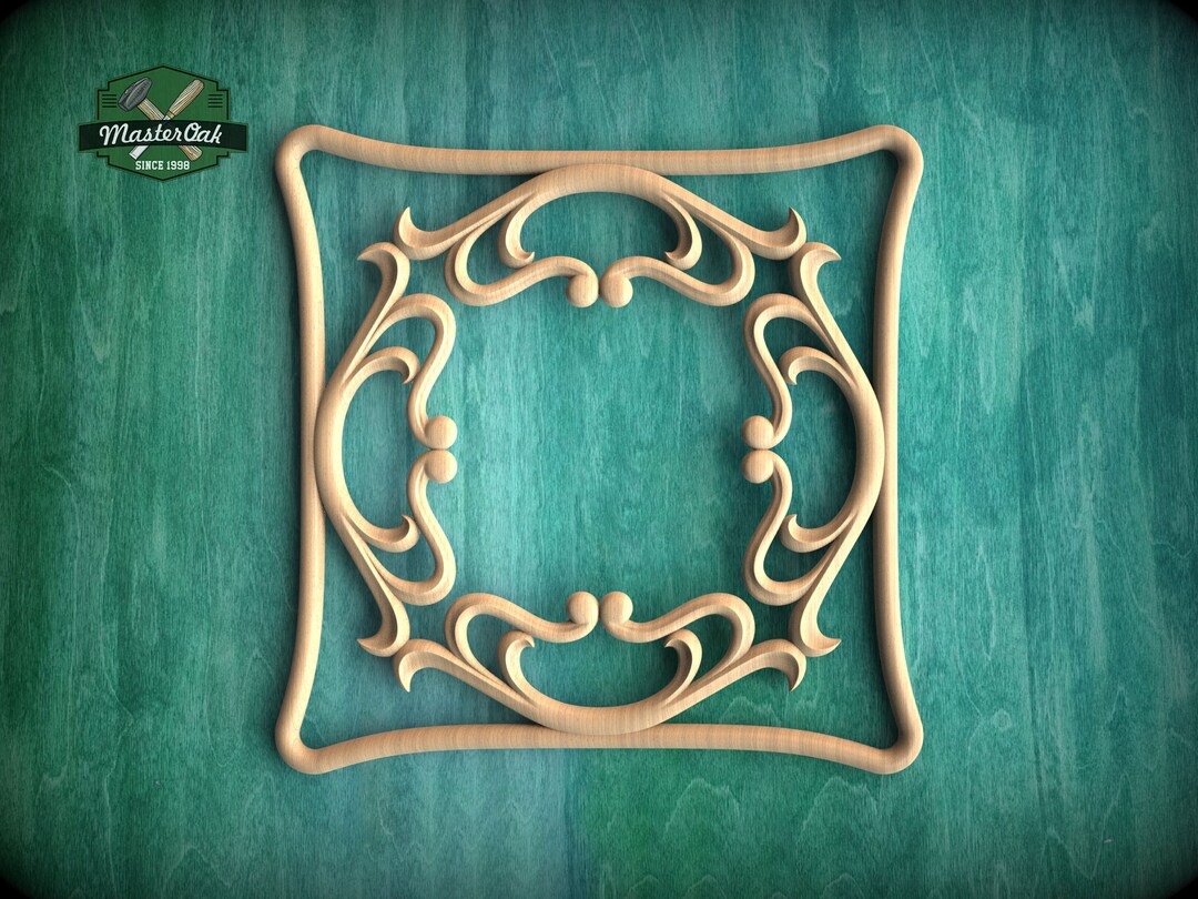 Square Openwork Wood Onlay, Intricate Wooden Carved Trim, 1pc, Home ...