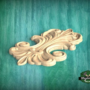 Swirling Elegance: Symphonic Wooden Onlay, 1 Pc, Unpainted, Home Wall ...