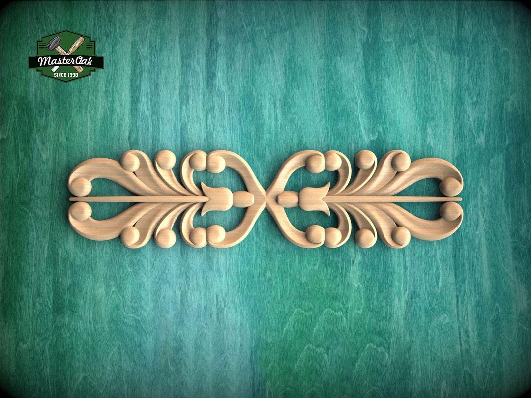 Symmetrical Wood Applique With Stylized Drop Scrolls - Etsy
