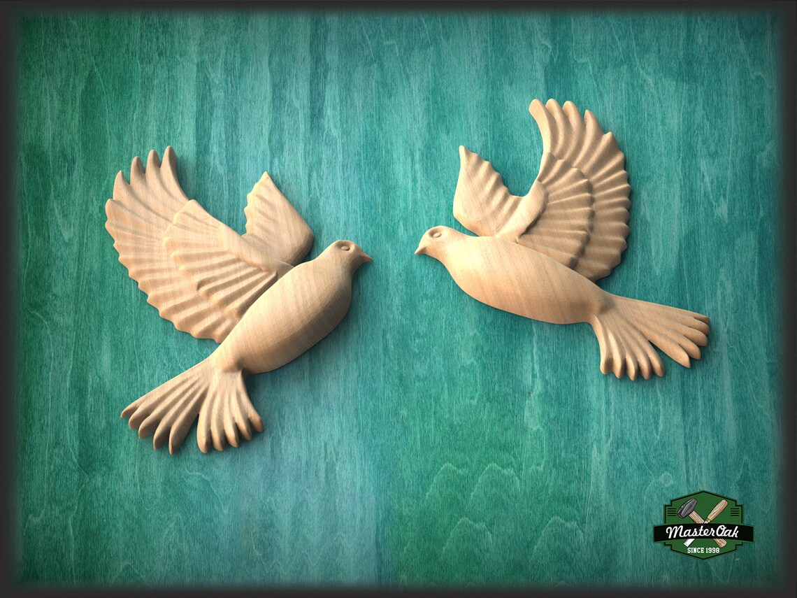 Two Doves Wooden Wall Decor Unfinished Carved Bird Wedding | Etsy