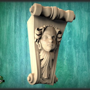 Corbel Human Face, Unpainted, Decorative Carved Wooden Corbel, 1pc ...