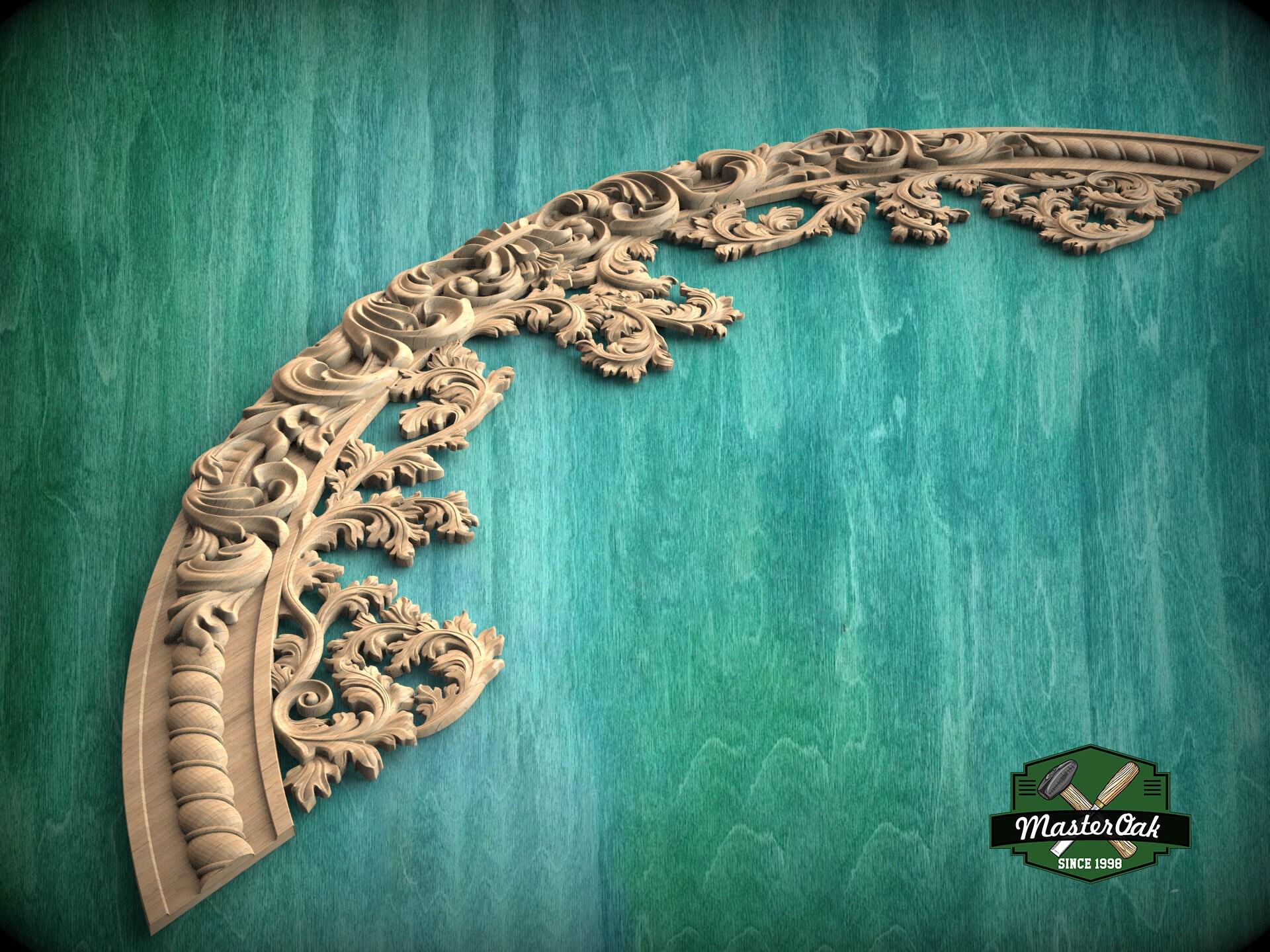 Regal Rhapsody: Carved Wooden Arch Appliqué, 1pc, Unpainted, Home Wall ...