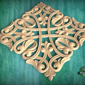 Square Lattice Wood Rosette, Classic Scrollwork Wood Panel, 1pc, Home Wall Embellishments ...