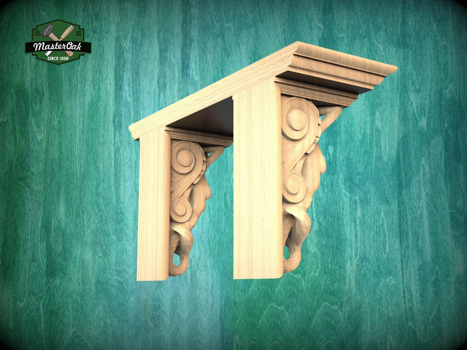 Elegant Carved Wooden Shelf With Mermaid Corbels - Custom Sizes ...