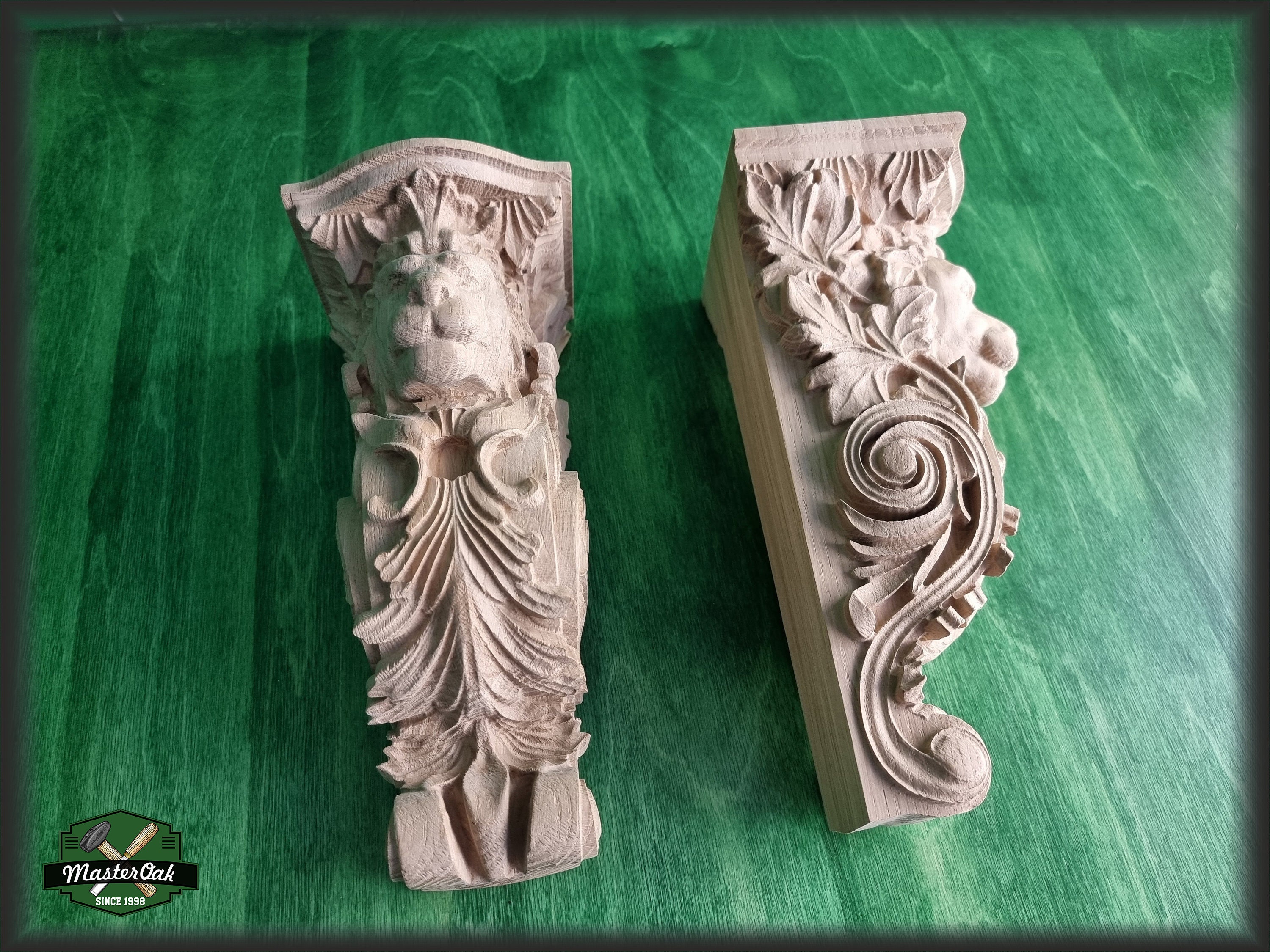 Pair of Corbels Lion Unpainted Decorative Carved Wooden - Etsy Canada
