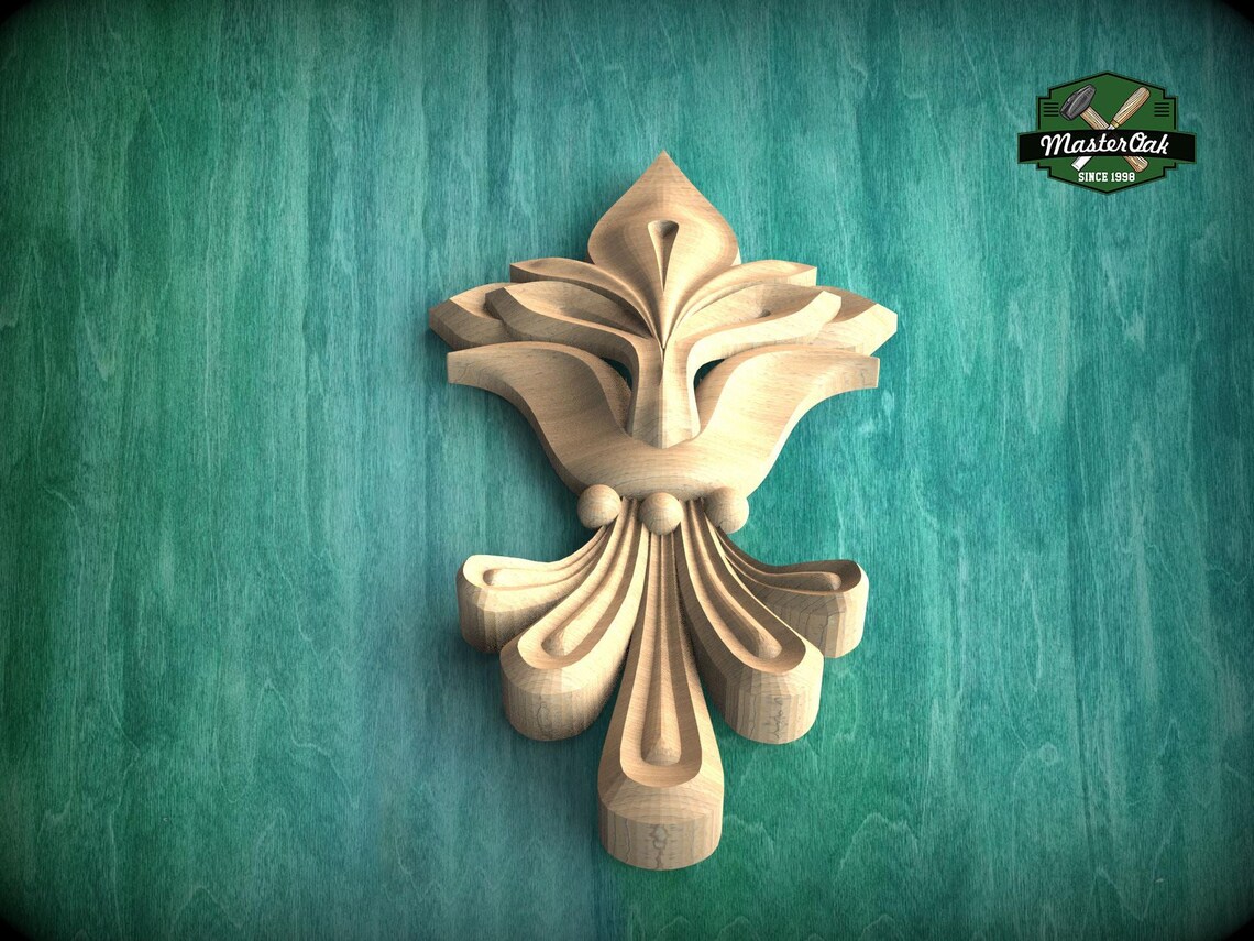 Fleur-de-lis Flourish: Vertical Wooden Carved Overlay, 1 Pc, Unpainted ...