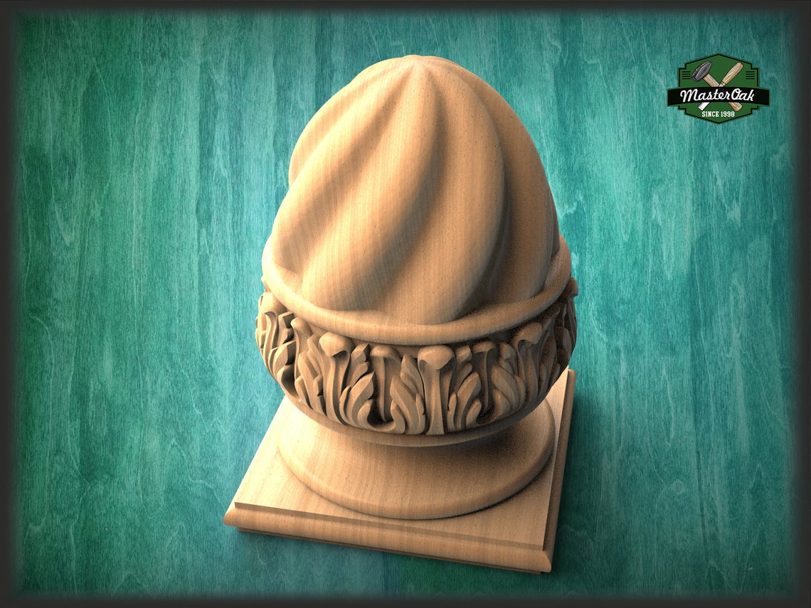 Carved Post Finials With Square Base Staircase Newel Post - Etsy