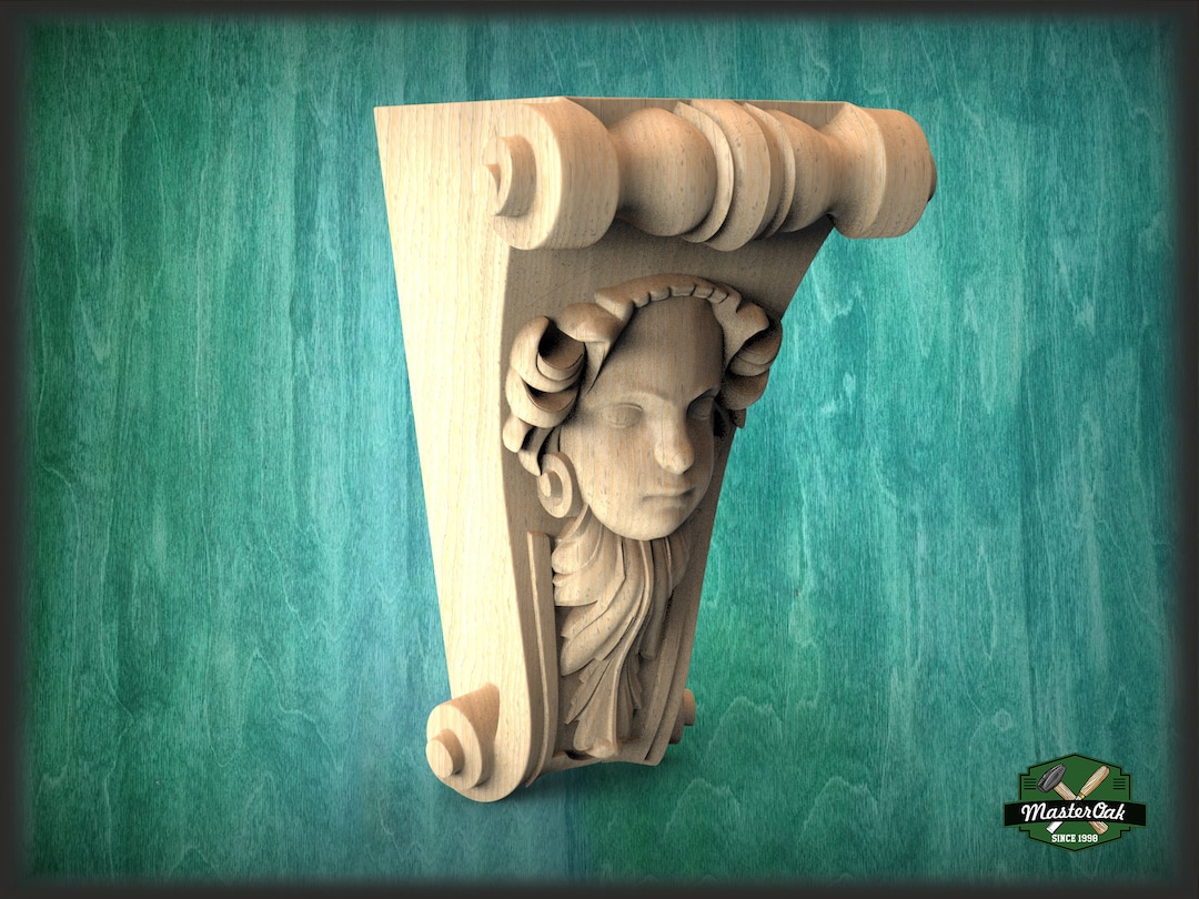 Corbel Human Face, Unpainted, Decorative Carved Wooden Corbel, 1pc ...
