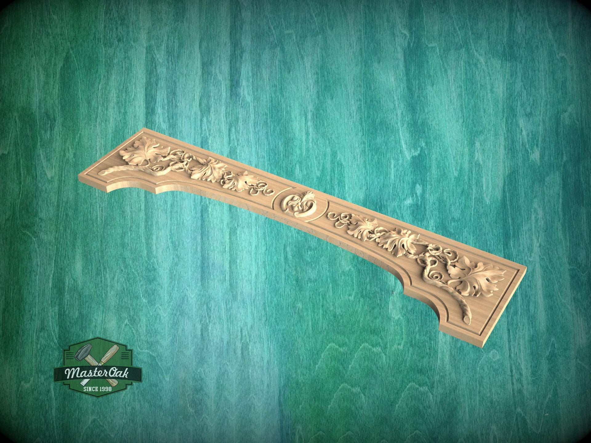 Elegant Handcrafted Wooden Range Hood Pediment, Vineyard-inspired ...