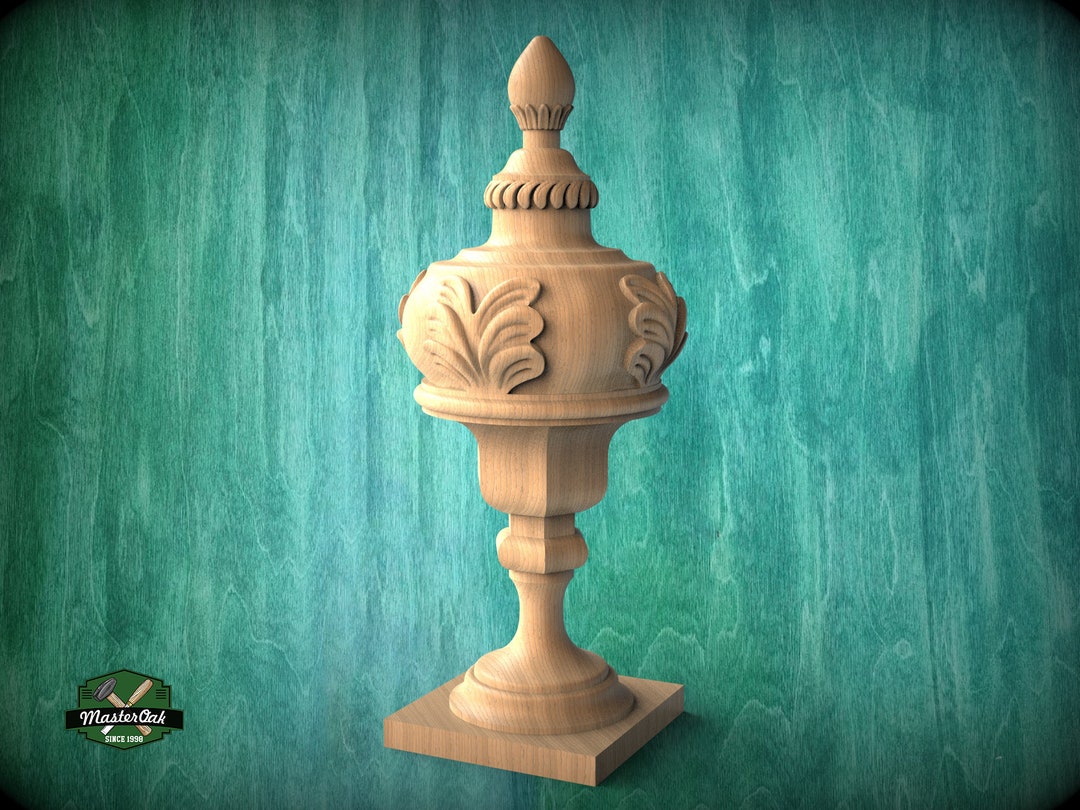 Victory Finial Made of Wood, Carved Post Finials With Square Base ...