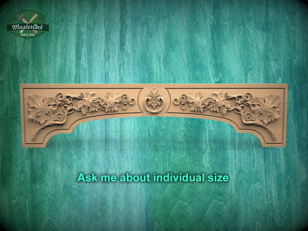 Elegant Handcrafted Wooden Range Hood Pediment, Vineyard-inspired ...