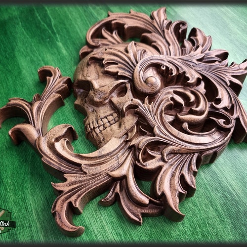 Skull Carved Panel Made of Wood Wood Wall Art Carved Skull - Etsy
