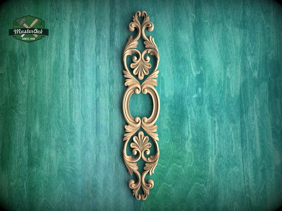 Decorative Wood Onlay Strip, Floral Scrollwork Applique, 1pc, Unpainted ...