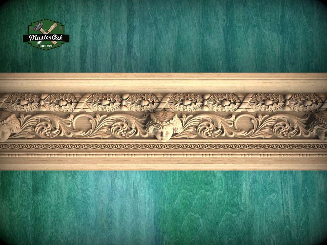 Carved Wooden Molding With Mask and Oak Leaf Pattern – Classic Interior ...