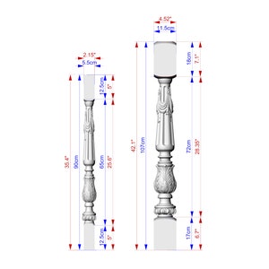 Carved Baluster in Classic Style, 1 Piece, Carved Banister of Wood ...